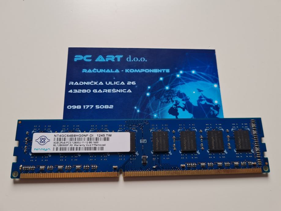 Nanya 4GB DDR3, 2Rx8 PC3 12800U, 1600 MHz - Račun / R1 / Jamstvo