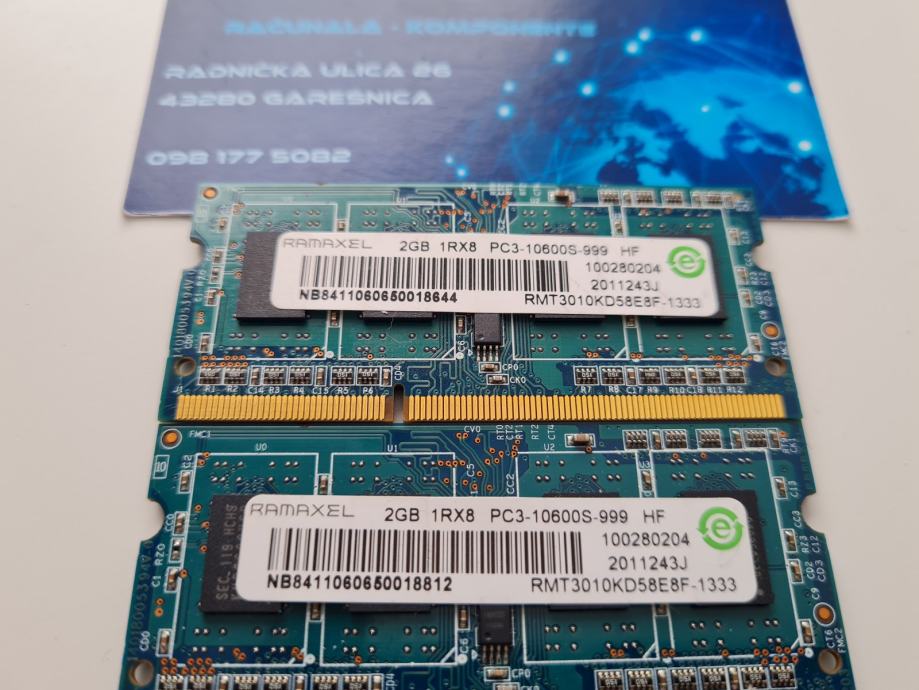 Ramaxel 4GB (2x2GB) DDR3, PC3 10600S, 1333 MHz SODIMM - Račun / R1