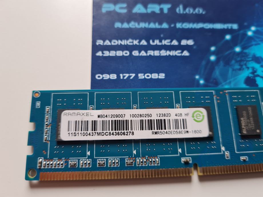 RAMAXEL 4GB DDR3, PC3 12800, 1600 MHz - Račun / R1 / Jamstvo