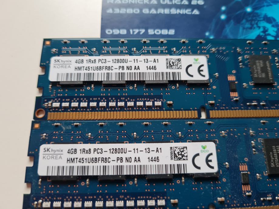 SKhynix 8GB (2x4GB) DDR3, 1Rx8 PC3 12800U, 1600 MHz - Račun / R1