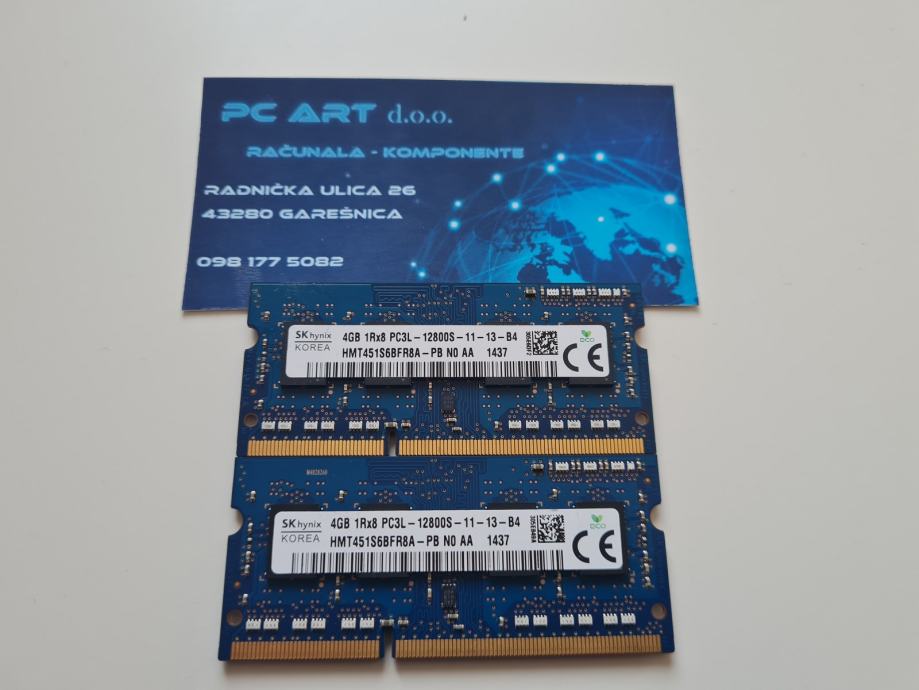 SKHynix 8GB 2x4GB DDR3, PC3L 1Rx8 12800S, 1600 MHz, SODIMM, Račun / R1
