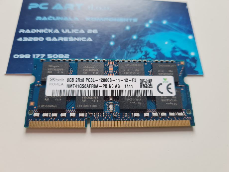 SKhynix 8GB DDR3, PC3L 12800S, 1600 MHz, SODIMM, Račun / R1 / Jamstvo