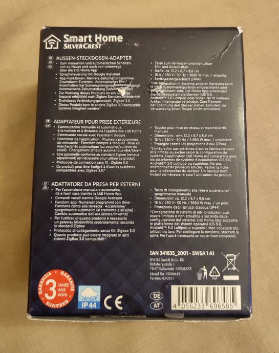 Lidl SilverCrest Smart Home (HG06619) Zigbee pametna utičnica