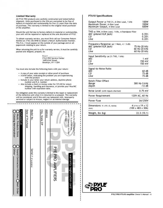 PYLE PRO PT610 (POJAČALO S MIKSETOM - 100 W)