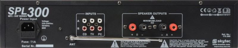 Tronios SKYTEC SPL 300VHF MP3 Amplifier Amber LED + EQ Black