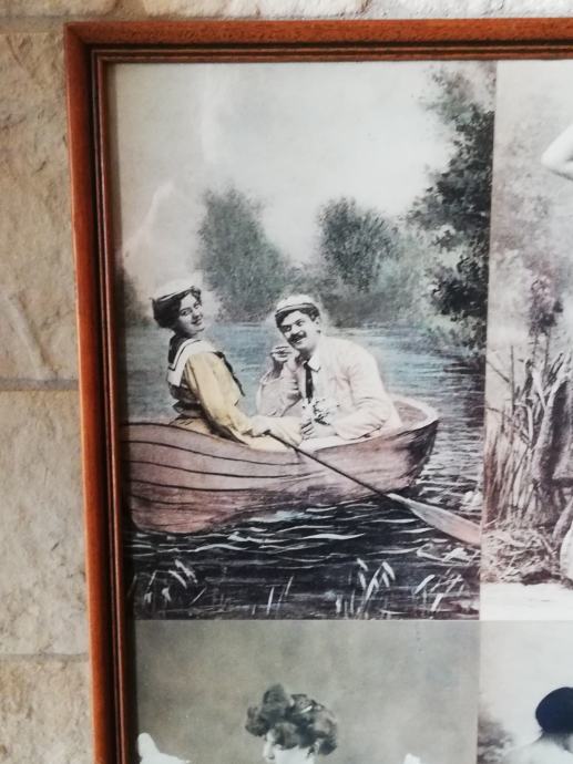 6 uramljenih starih fotografija - gola žena