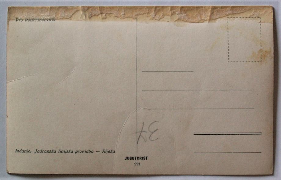 Parobrod PARTIZANKA Jadrolinija Rijeka Jugoturist221 Stara razglednica