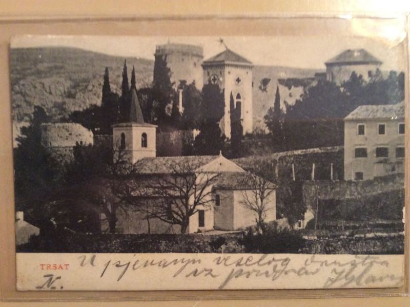 RIJEKA TRSAT STARA RAZGLEDNICA CRKVA DVORAC PRIJE 1904.