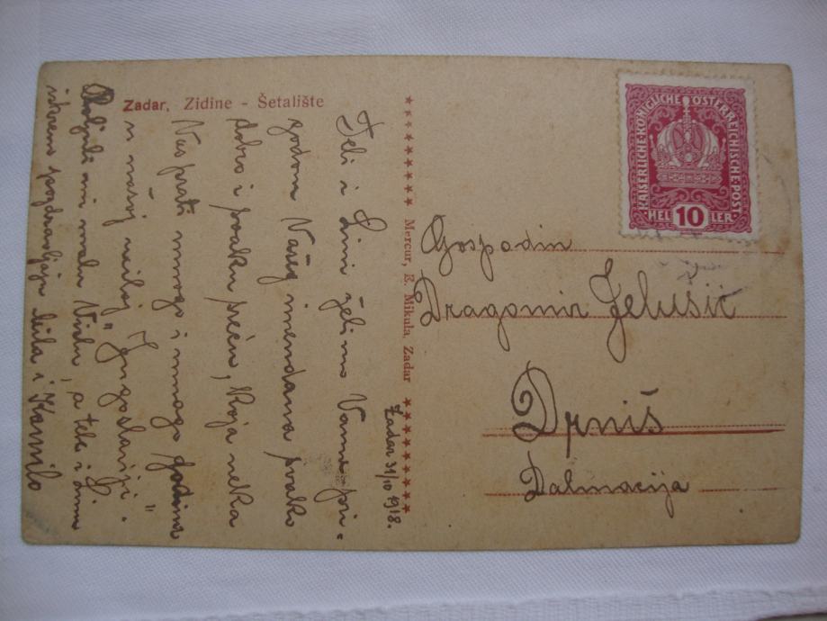 ZADAR , old postcard 1918. - Dopisnica ZIDINE - ŠETALIŠTE 1918.