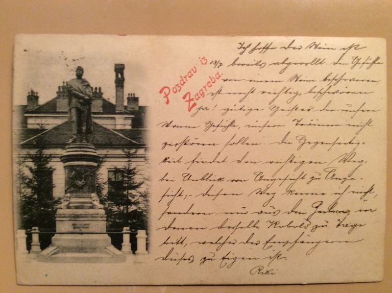 ZAGREB STARA RAZGLEDNICA SPOMENIK PETRU PRERADOVIĆU CVJETNI TRG 1913.
