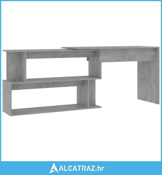 Kutni radni stol boja betona 200x50x76 cm od konstruiranog drva - NOVO