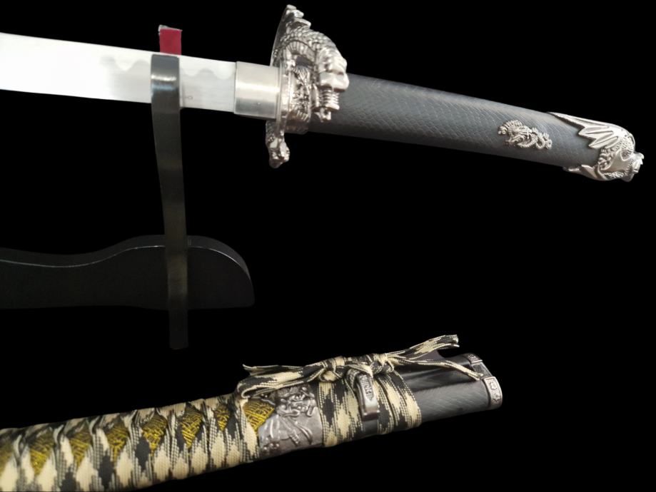 Dekorativna katana Dragon s nožićima Kogai i Kozuka mač sablja nož