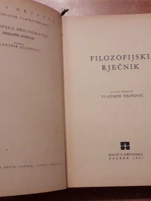 VLADIMIR FILIPOVIĆ:FILOZOFIJSKI RJEČNIK, MATICA HRVATSKA