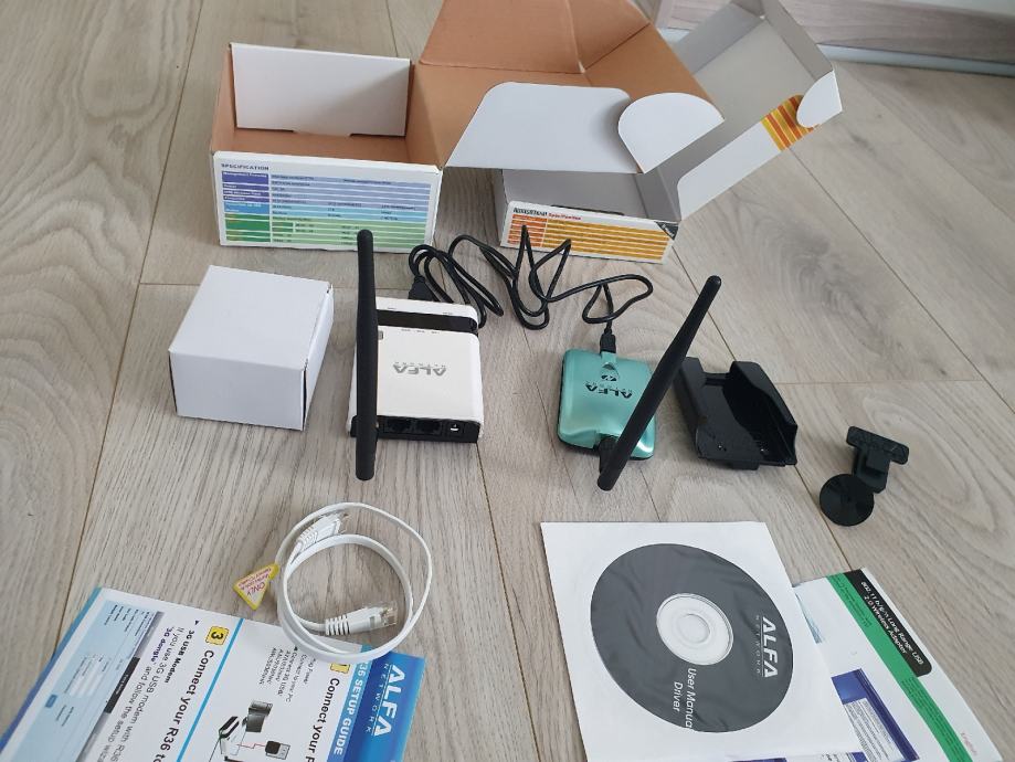 Alfa R36 3G wifi router + Alfa AWUS036NH kartica