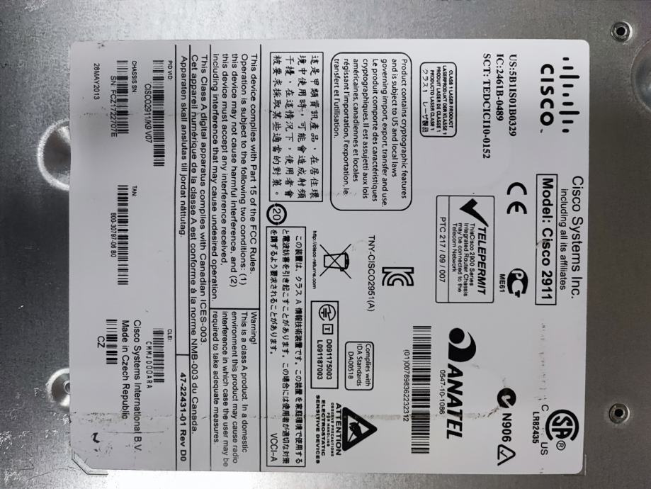 Cisco 2900 Series, 2911 Integrated Router 2U