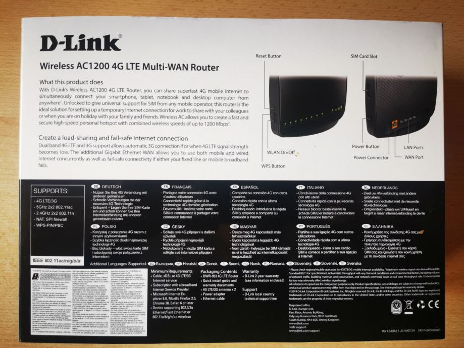 Router Wireless D-LINK AC1200 4G LTE Multi-Wan, DWR-953 - 600kn