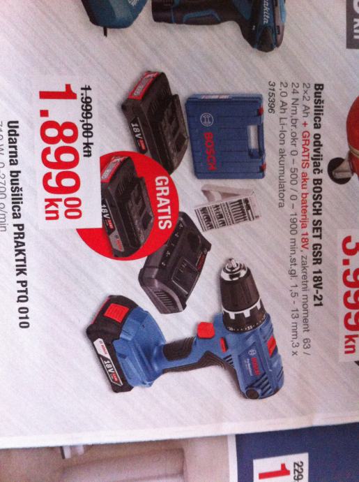 Bosch aku udarna busilica Professional 18V GSB 2 LI Plus Akcija Nova