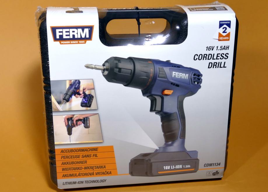 Bušilica-AKU 16v-1,5AH Liti-ion,FERM,sa punjačem,NOVO,neraspakirano