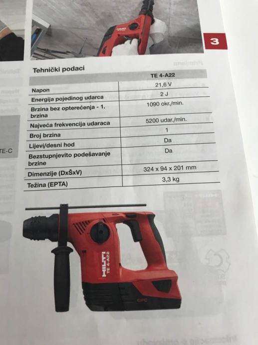 HILTI TE 4-A22 aku udarna bušilica