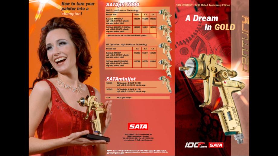 SATA jet 3000 HVLP 1.3mm DIGITAL CENTURY - GOLD PLATED Limited Edition