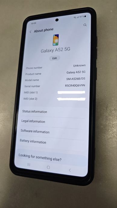 Samsung Galaxy A52 5G (Model: SM-A526B/DS), 6/128GB, crni, očuvan!