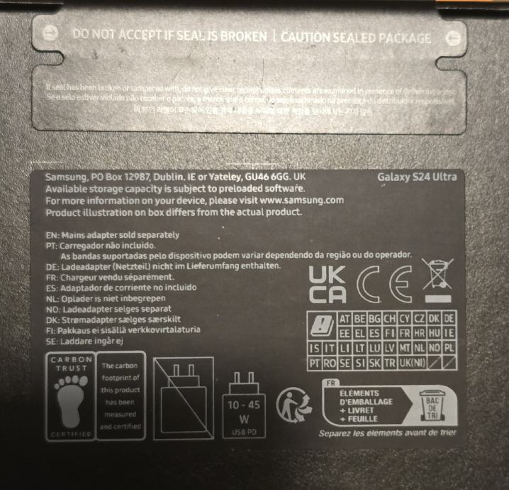 Samsung Galaxy S24 Ultra 1TB SM-S928B/DS (NOVO)