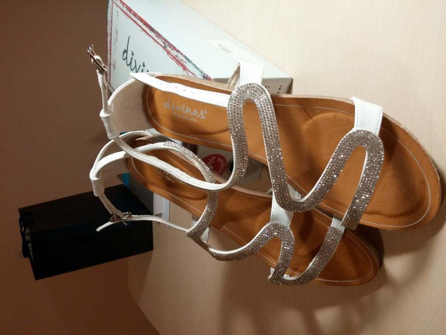 Svečane sandale ravne sa cirkonima, br.41