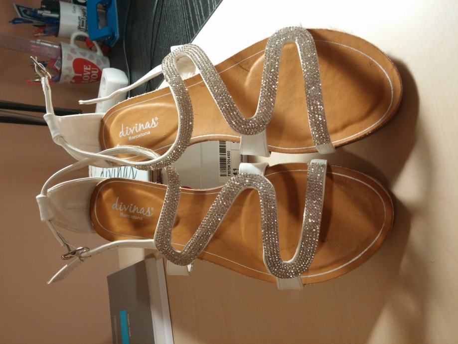 Svečane sandale ravne sa cirkonima, br.41