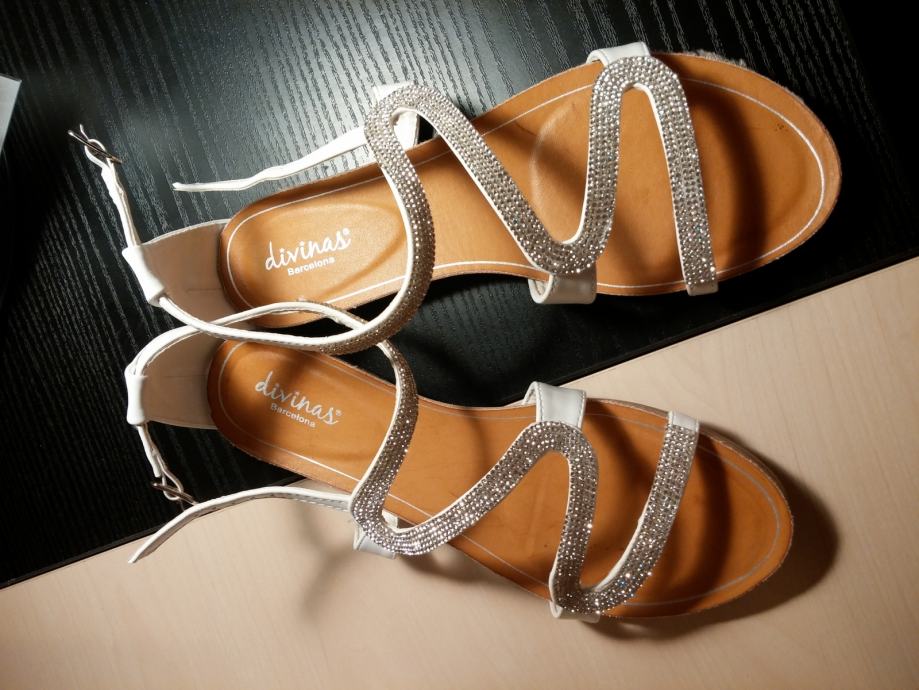 Svečane sandale ravne sa cirkonima, br.41