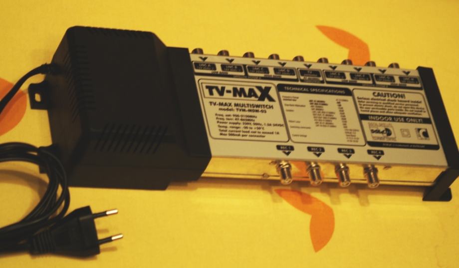 Multiswitch: 2 x 4 satelita + TV na 4 receivera, TV-MAX TVM-MSW-03