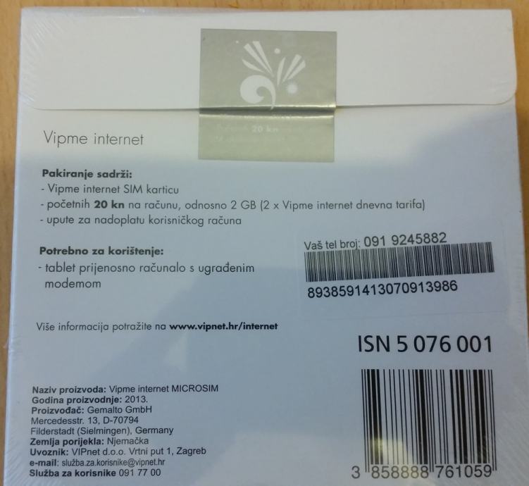 VIP podatkovna SIM KARTICA NOVO ZAPAKIRANO