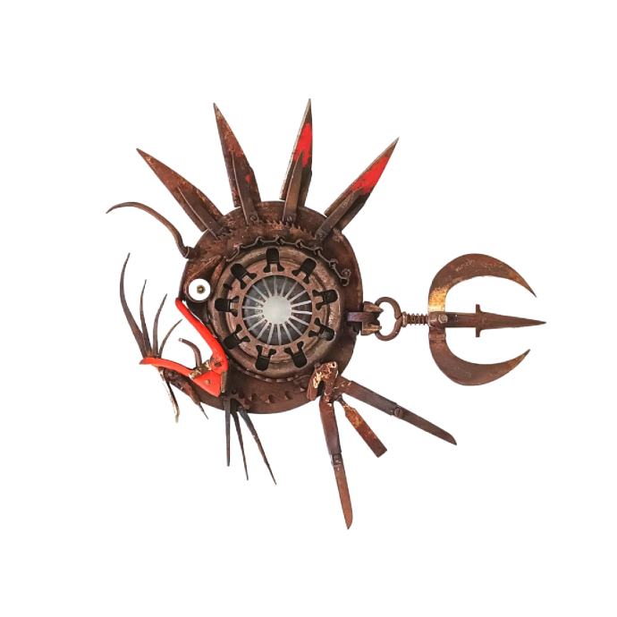 Metal art riba zdina skulptura