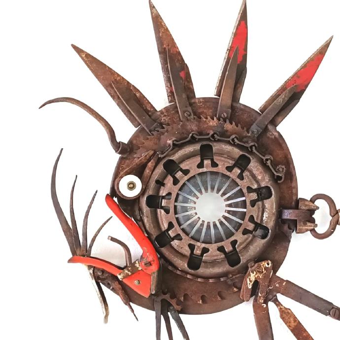 Metal art riba zdina skulptura