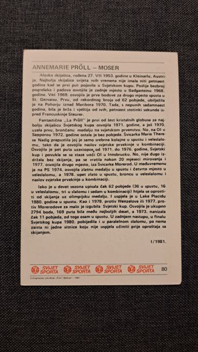 788. Kartica Svijet sporta - Annemarie Proll - Moser