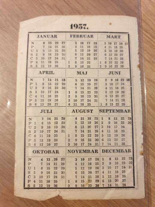 Kalendar 1957 džepni Josip Broz Tito