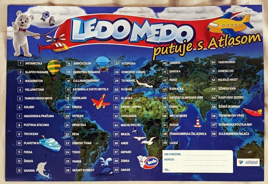 Ledo Medo putuje s Atlasom - poster/igra sa sličicama prazan