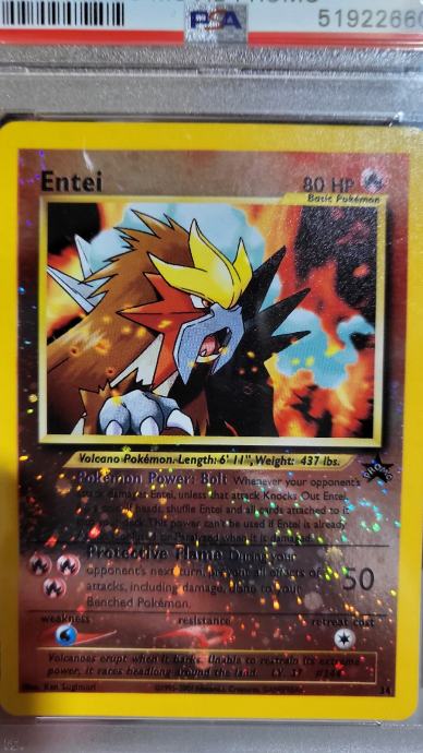 Pokemon karta Entei rev.holo movie promo PSA9