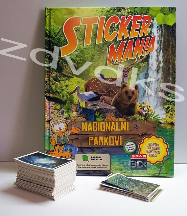 STICKER MANIA NACIONALNI PARKOVI KOMPLETAN ALBUM SA SLIČICAMA 2016