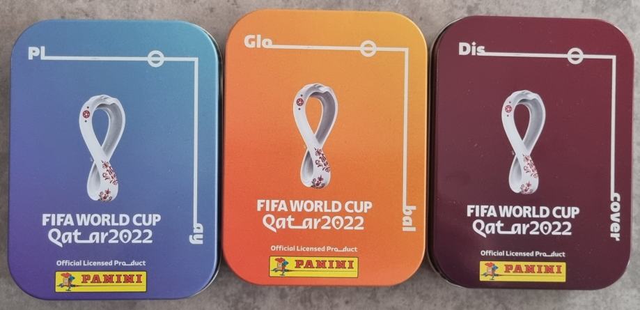 Panini MINT Qatar 2022 PLAVI SET HC Album, slicice i 3 metalne kutije