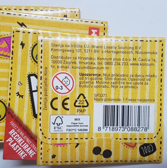 SLIČICE, KONZUM, FIXEEZ, ORIGINALNO TVORNIČKI ZAPAKIRANE (29 komada)