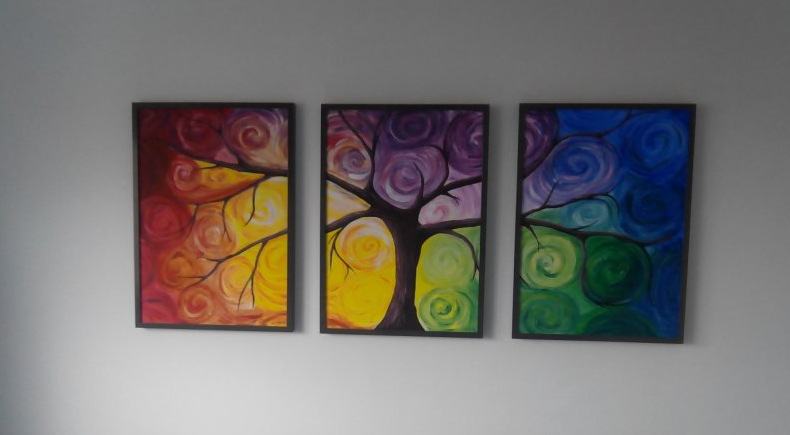 akril na platnu, triptih slika