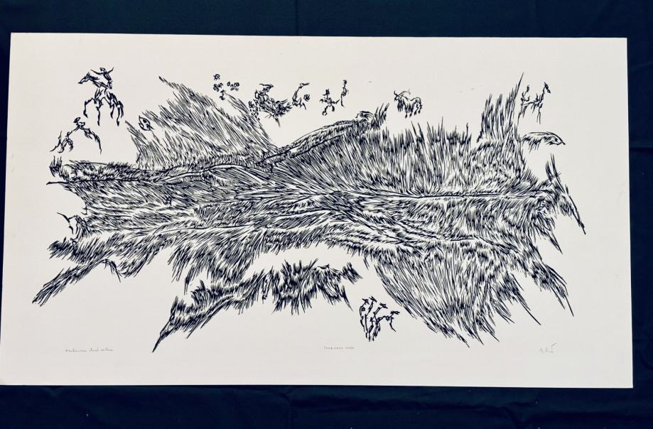 ALBERT KINERT, Šagrinska koža, veliki format 50 x 100 cm, linorez