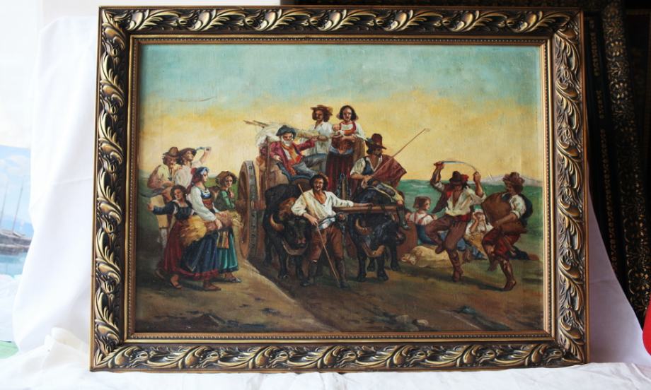 CIGANSKA ČERGA MEKSIČKI SLIKAR GOMEZ POTPIS NA BLIND RAMI ULJE NA