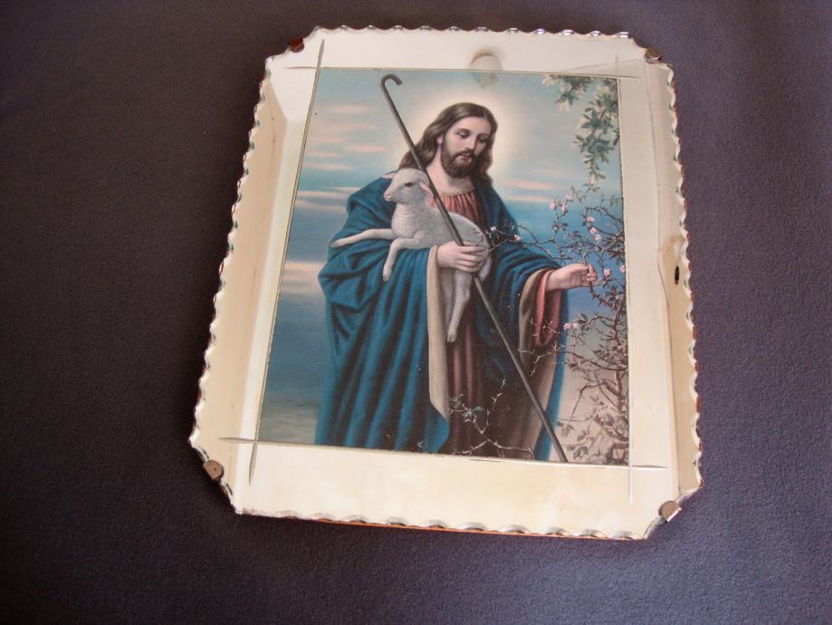 ISUS KRIST sa Jaganjcem - stara slika + ogledalo okvir