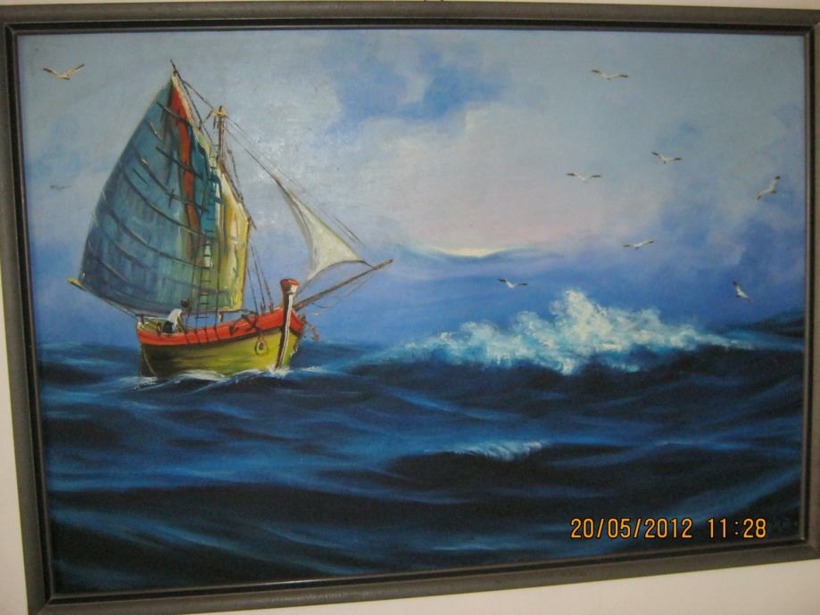 Jedrenjak, ulje na platnu