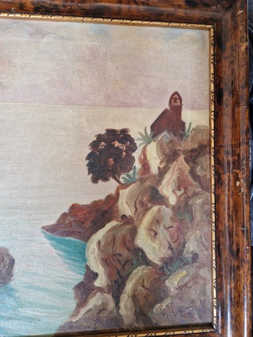 Ljubomir Duvnjak, Crkva na obali, ulje na platnu, 50 x 40 cm