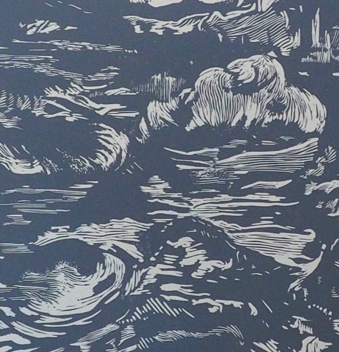 Nebo, linorez u boji, 100x70 cm