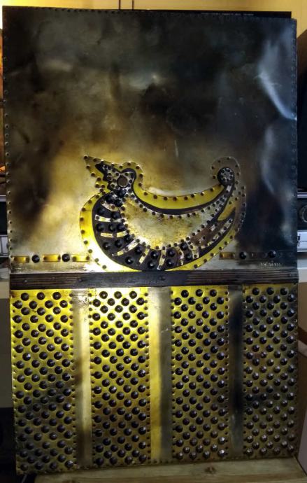 Nesim Tahirović : Ptica u prozoru 1975. godina (drvo-metal) slika