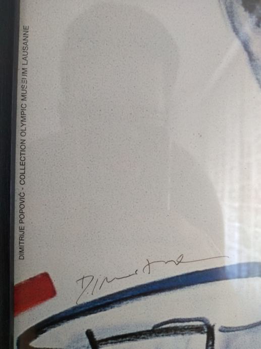 Original autogram portret Dražen Petrović,izložba Lausanne Popović 95