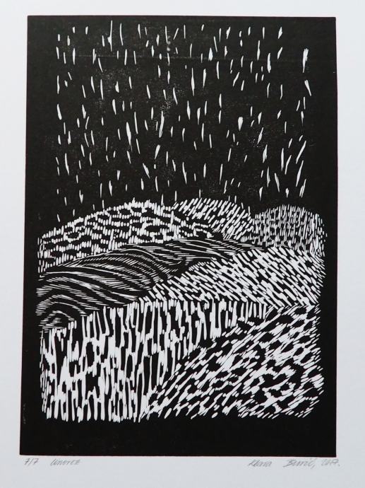 Pejzaž, grafika (linorez), 50x25 cm